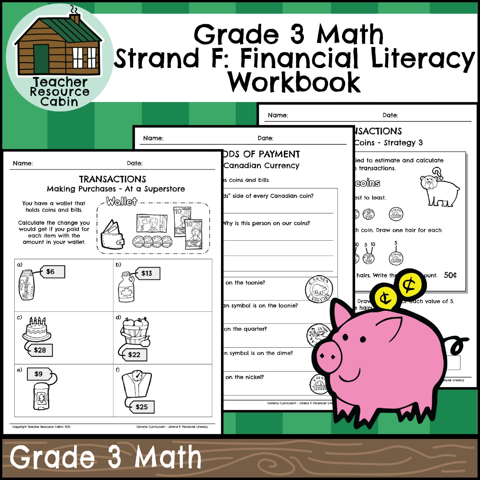 Grade 3 Financial Literacy Workbook (Ontario Math) - Teacher Resource Cabin