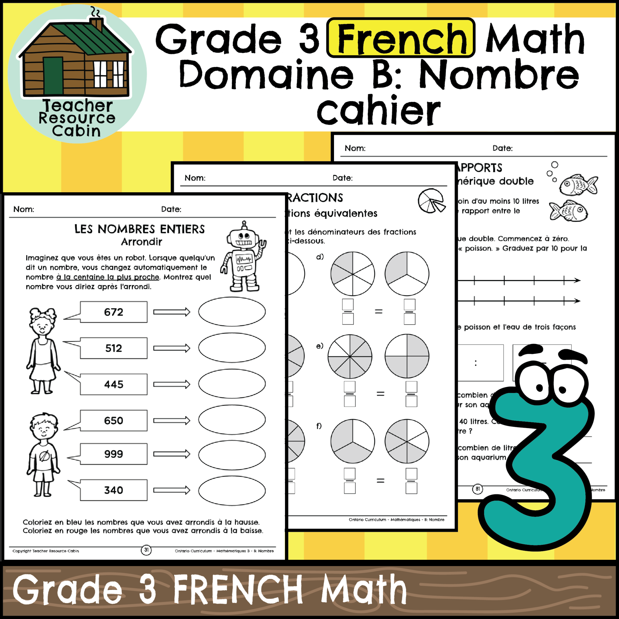 Grade 3 Nombre cahier (Ontario FRENCH Math Workbook) - Teacher Resource ...