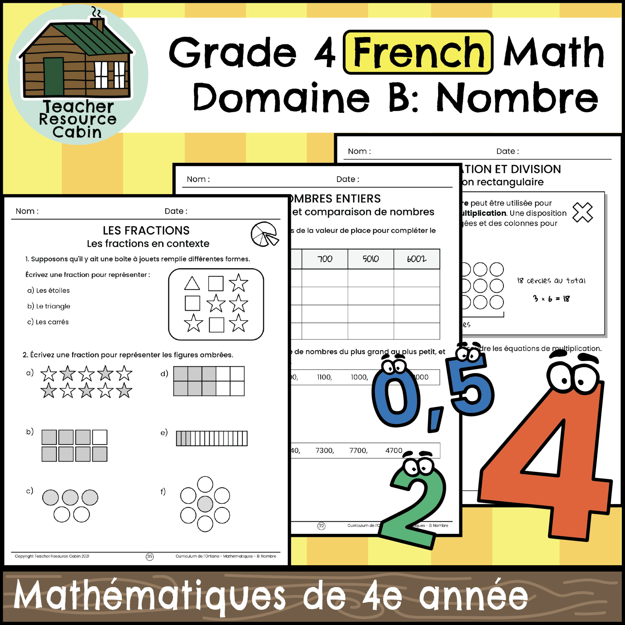 Grade 4 Nombre cahier (Ontario FRENCH Math Workbook) - Teacher Resource ...