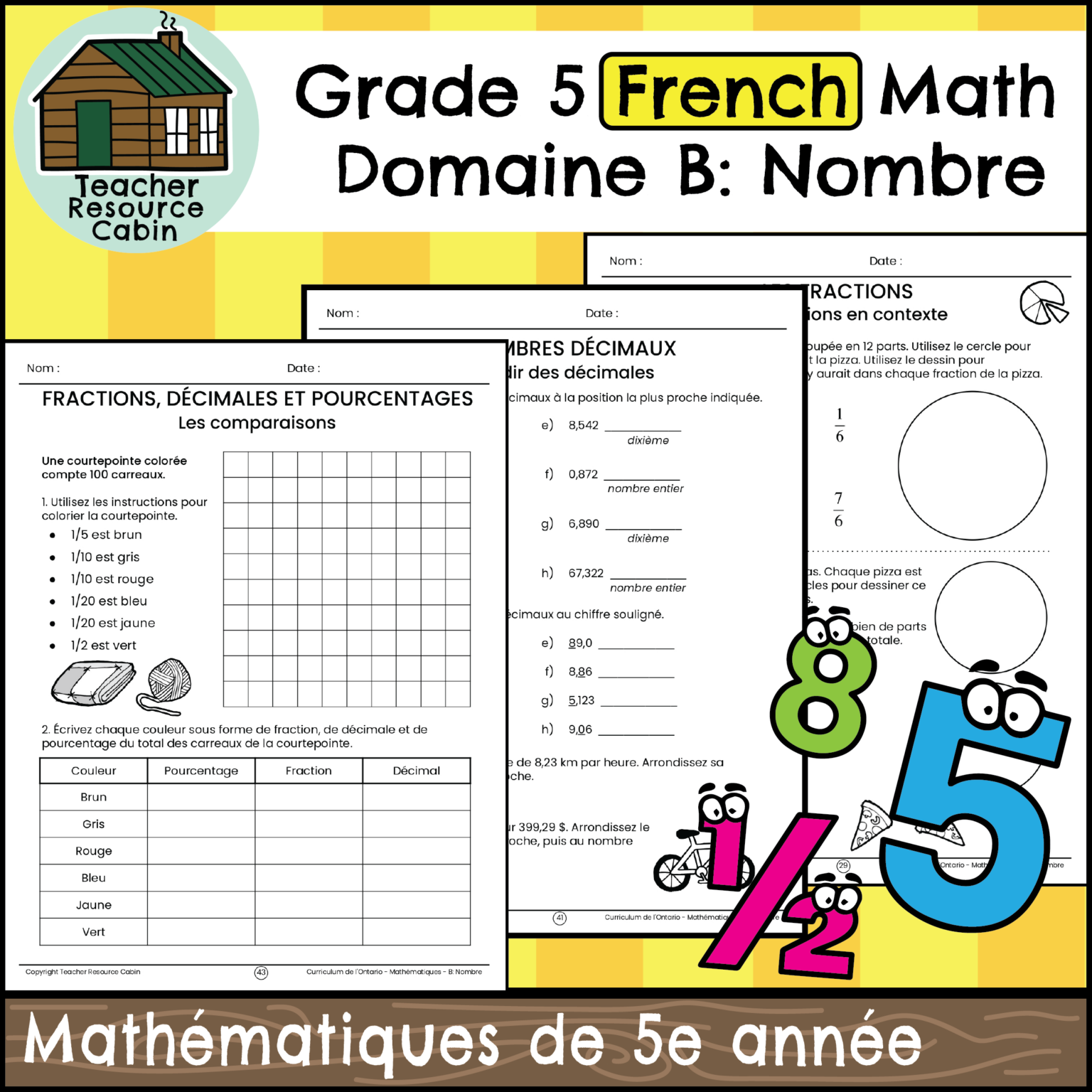 Grade 5 Nombre cahier (Ontario FRENCH Math Workbook) - Teacher Resource ...