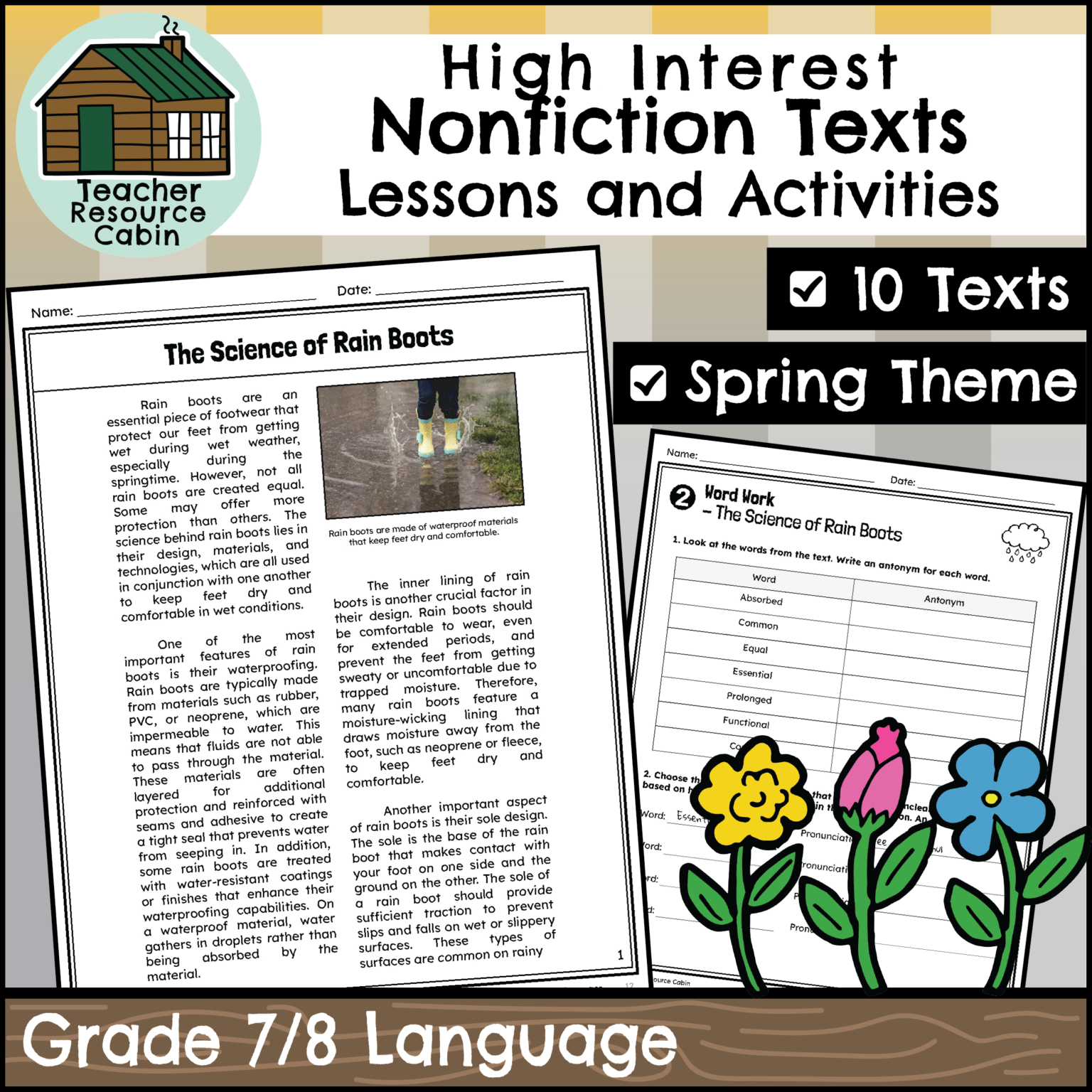 High Interest Nonfiction Reading Passages for Spring (Grade 7/8 ...