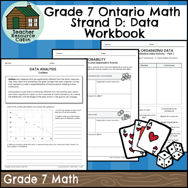 Grade 7 Data Workbook (Ontario Math) - Teacher Resource Cabin