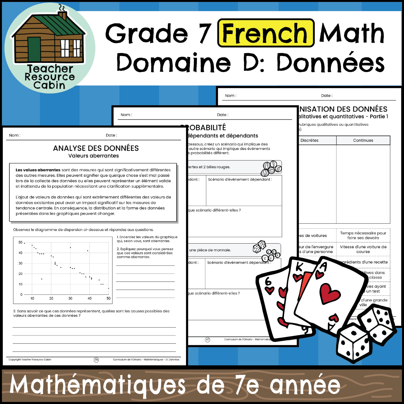 Grade 7 Données cahier (Ontario FRENCH Math Workbook) - Teacher ...