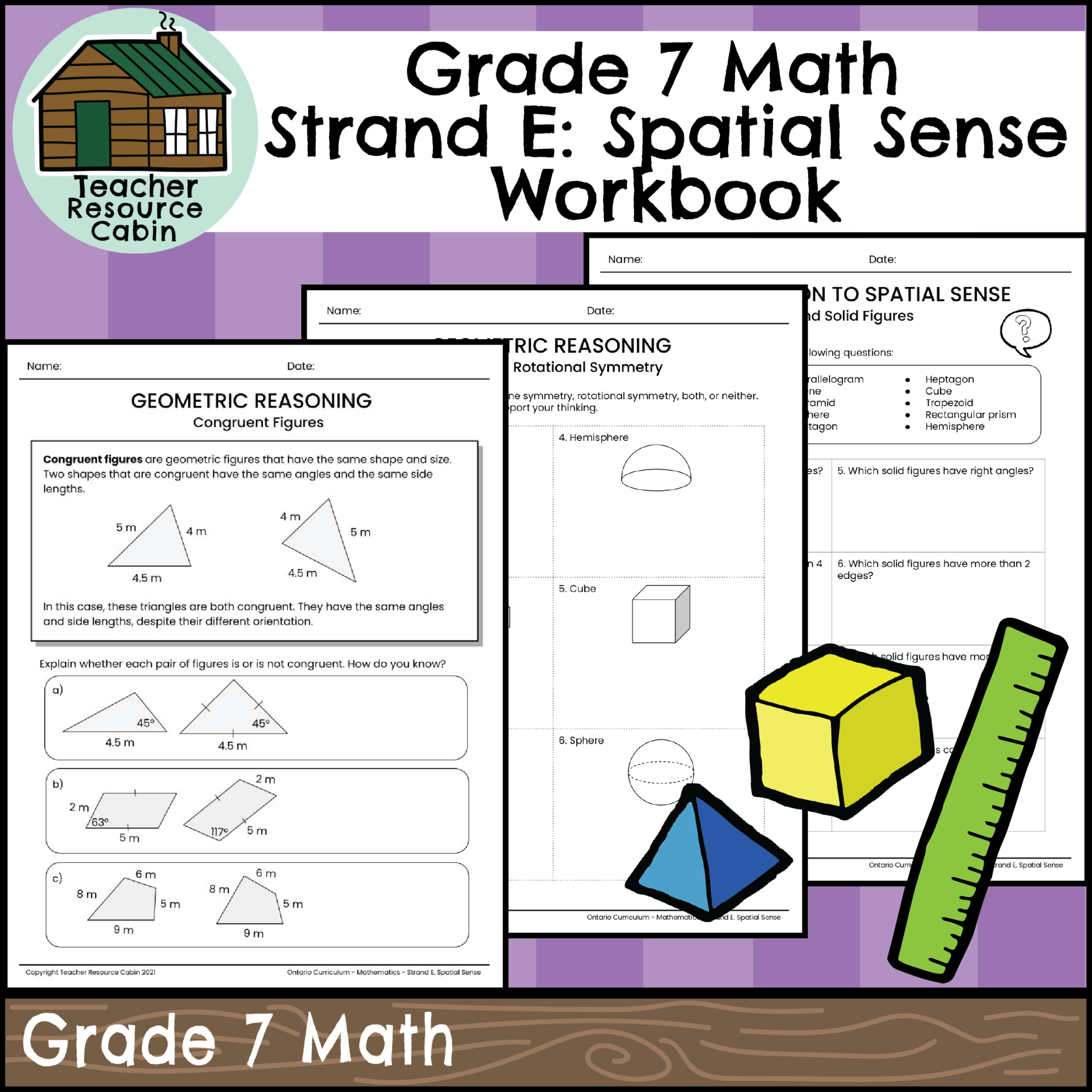 Grade 7 Spatial Sense Workbook (Ontario Math) - Teacher Resource Cabin