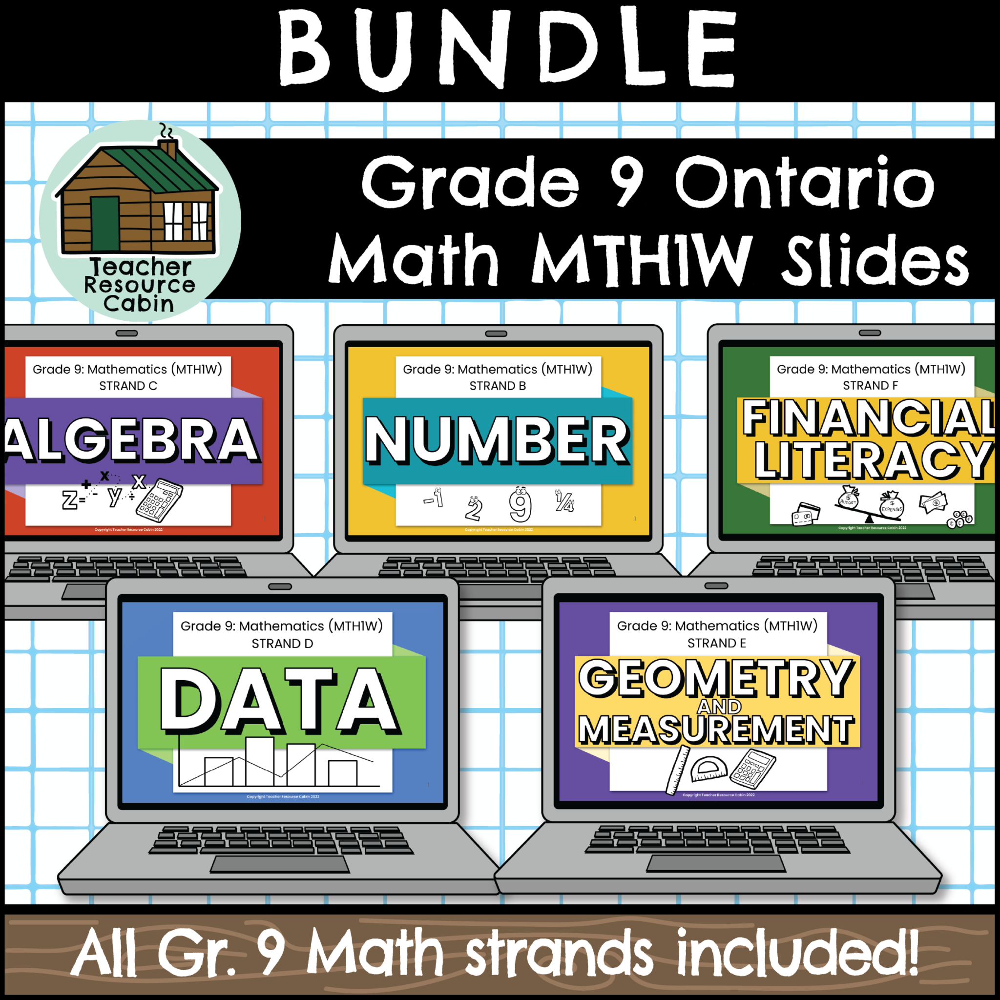Grade 9 Ontario MATH: MTH1W Google Slides™ Bundle - Teacher Resource Cabin