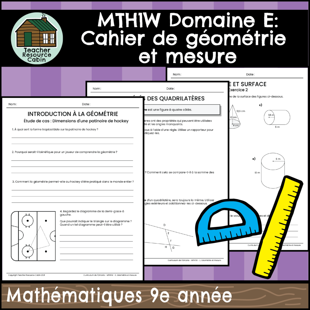 Grade 9 Géométrie et mesures cahier (Ontario FRENCH Math MTH1W ...