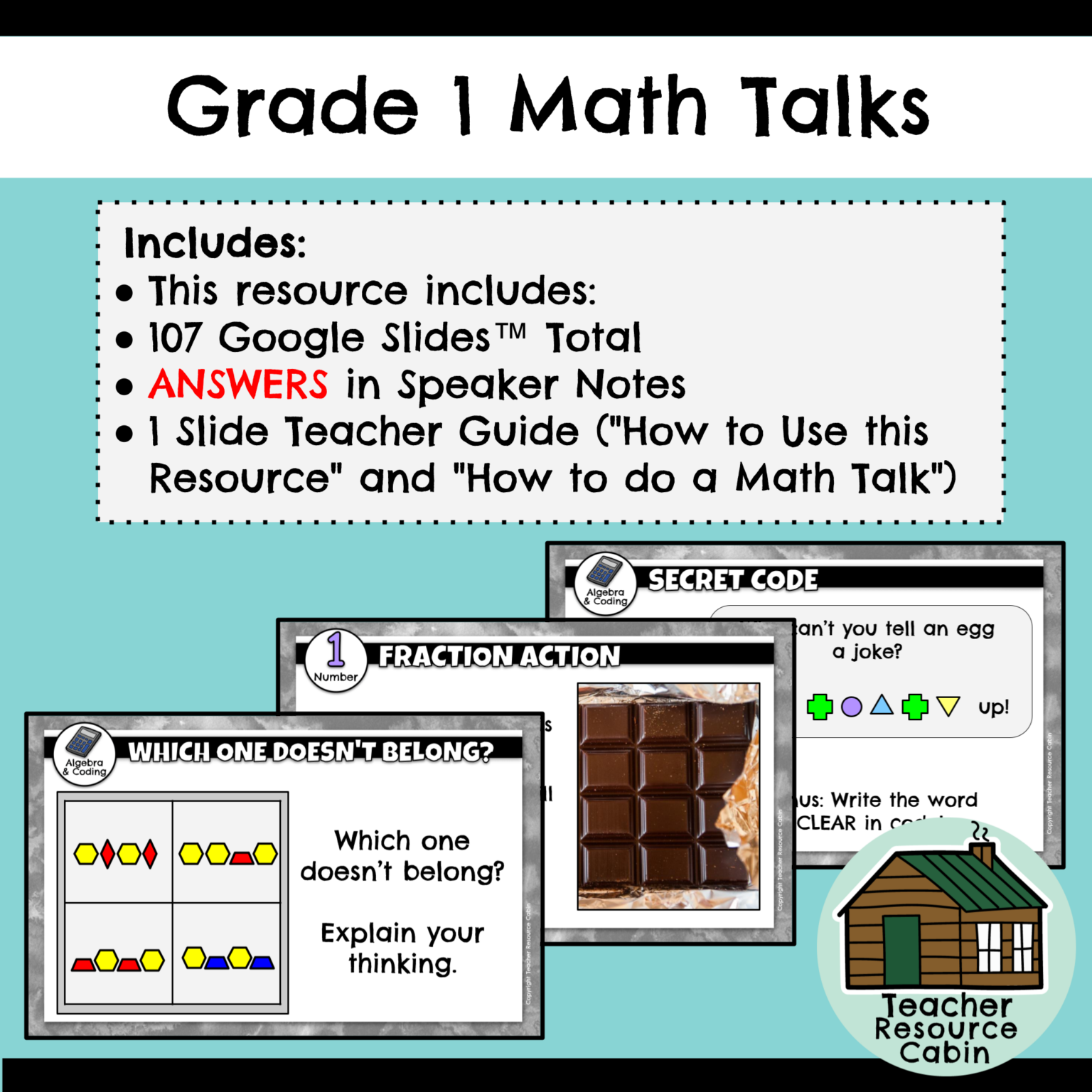 Grade 1 MATH TALKS for Google Slides™ - Teacher Resource Cabin