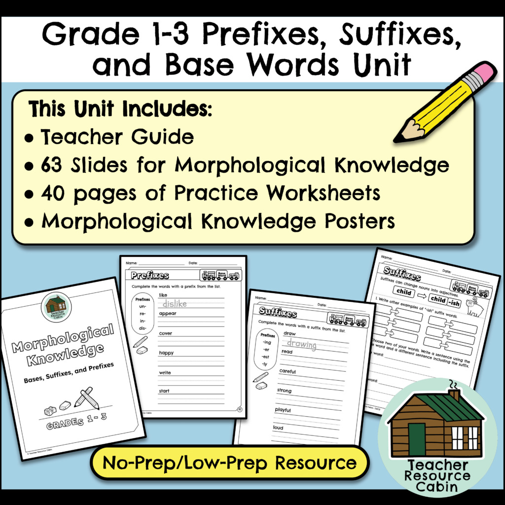 Grade 1-3 Prefixes, Suffixes, and Base Words Unit (Printable + Google ...