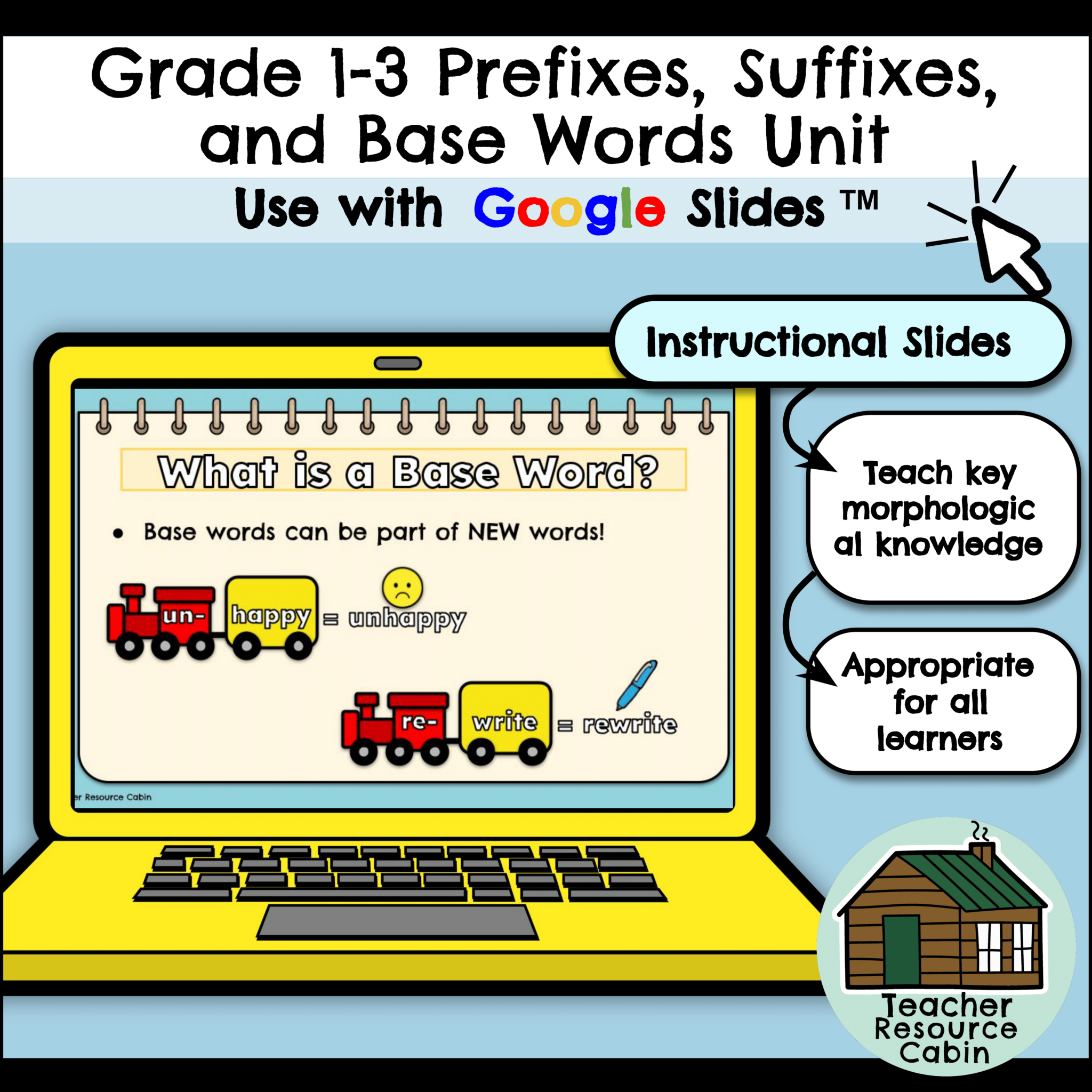Grade 1-3 Prefixes, Suffixes, and Base Words Unit (Printable + Google ...