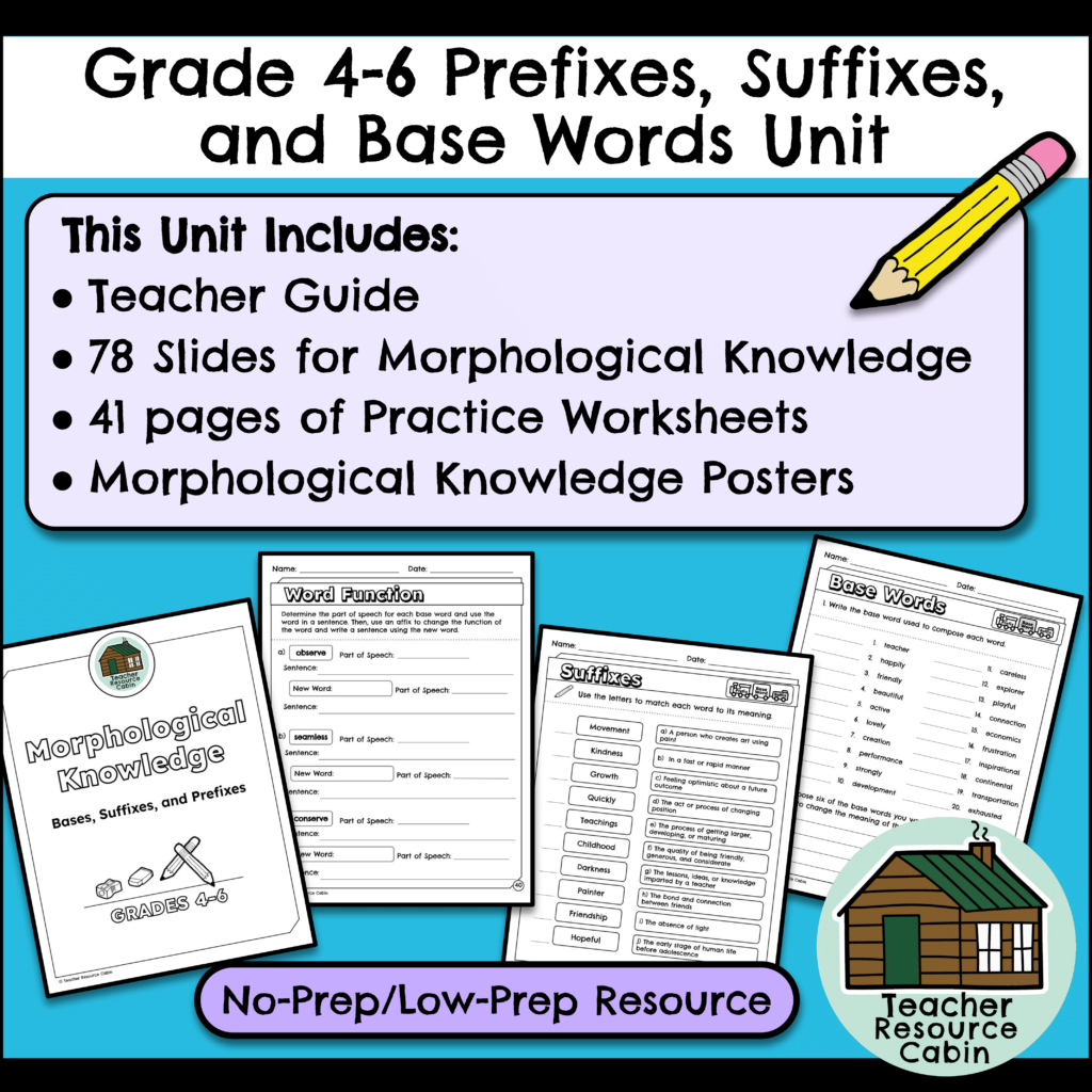 Grade 4-6 Prefixes, Suffixes, and Base Words Unit (Printable + Google ...