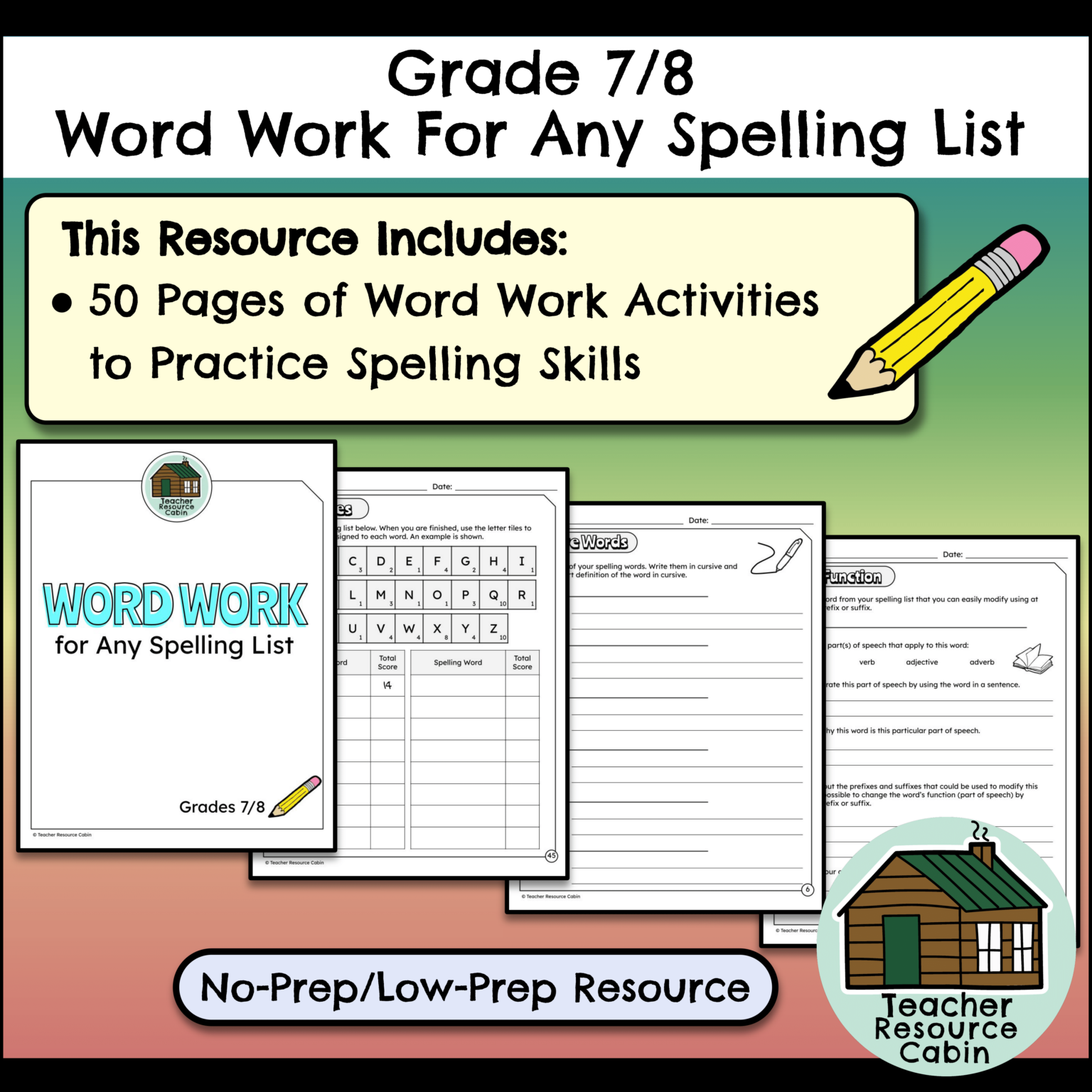 WORD WORK for Any Spelling List | NO PREP | Canadian Spelling (Grade 7/ ...