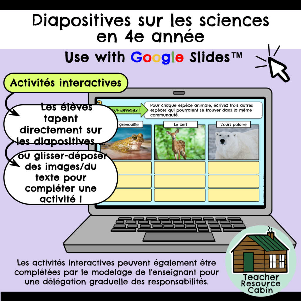 Grade 4 Ontario FRENCH Science for Google Slides™ - Teacher Resource Cabin