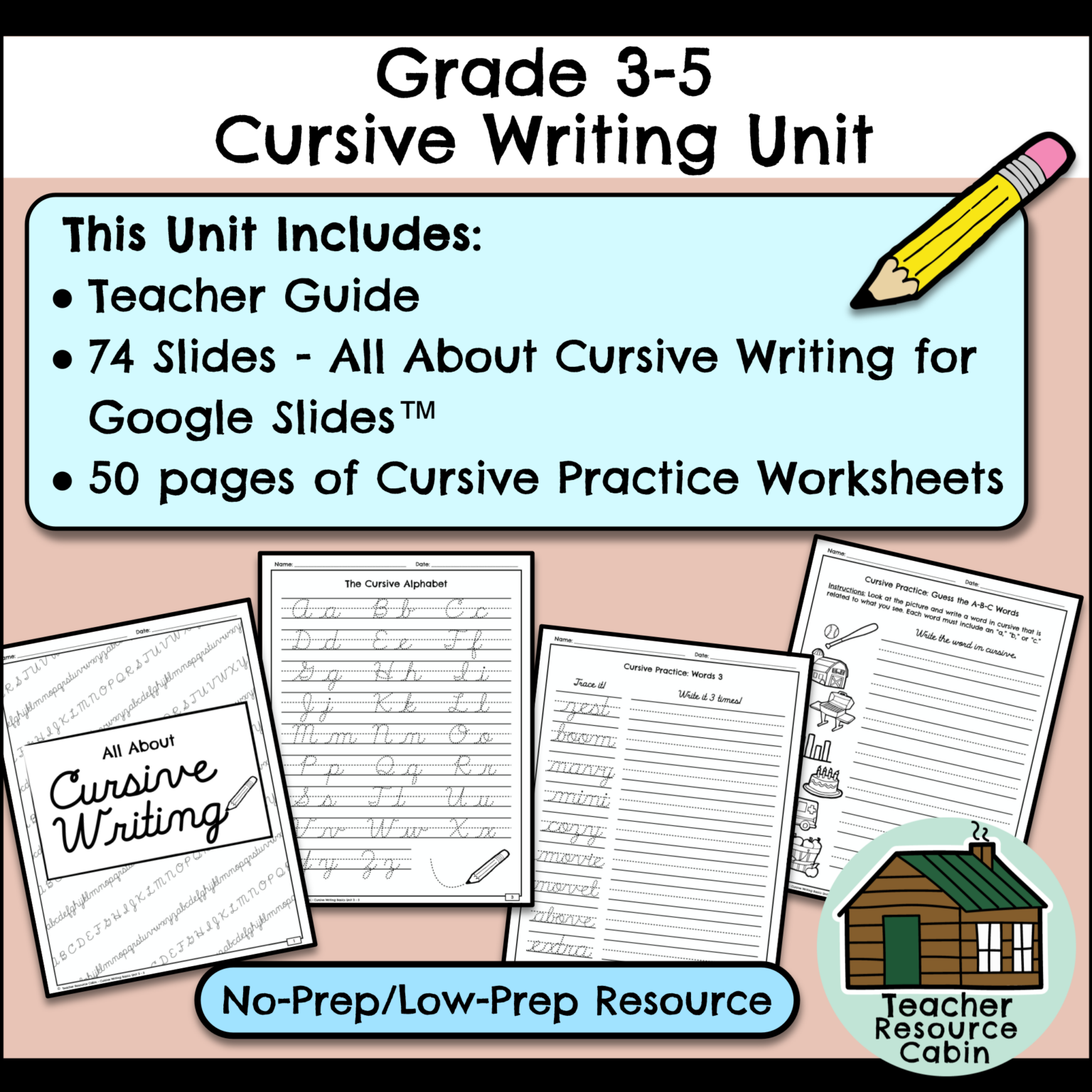 Grade 3-5 Cursive Writing Basics Unit (Printable + Google Slides ...