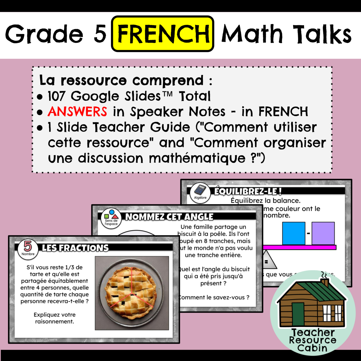 Grade 5 FRENCH MATH TALKS for Google Slides™ - Teacher Resource Cabin