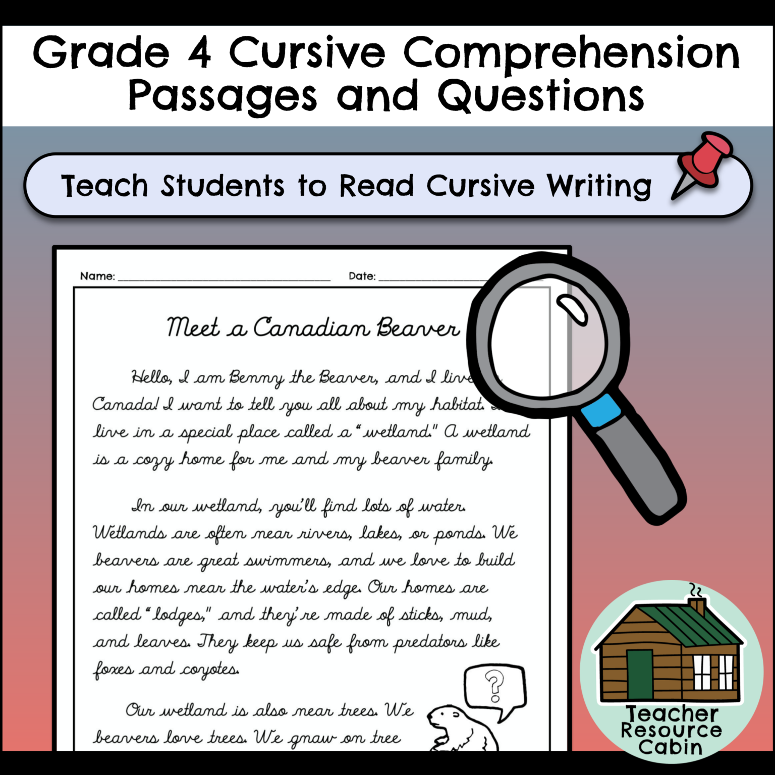 Grade 4 Cursive Comprehension Passages and Questions - Teacher Resource ...
