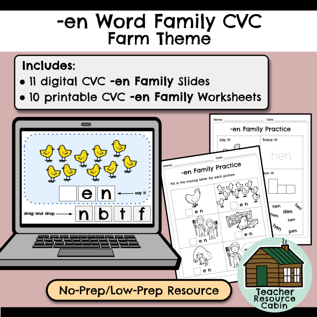-en Word Family CVC | Fun Farm Theme (Digital and Interactive ...