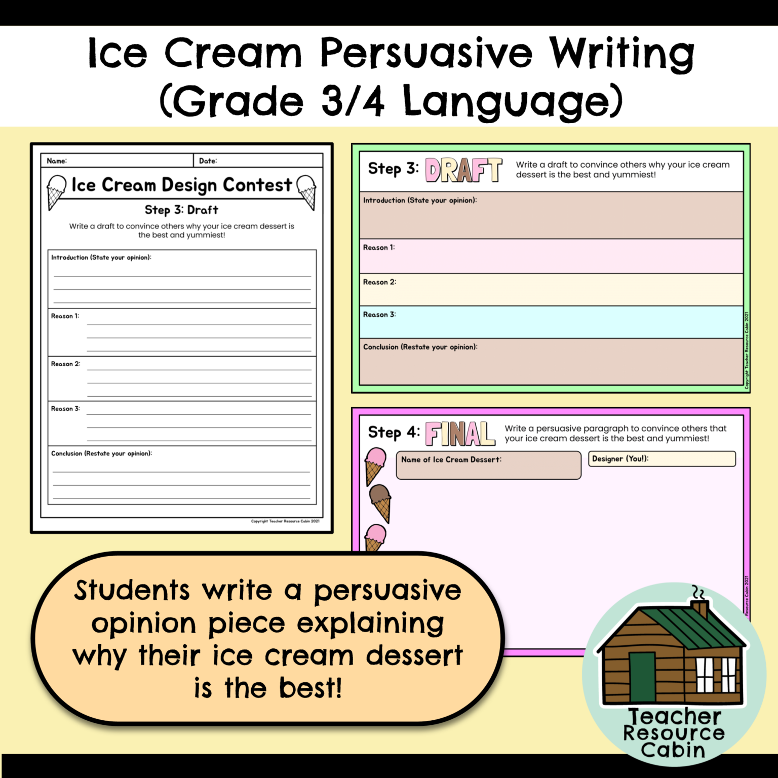 Ice Cream Persuasive Writing for Google Slides™ (Grade 3/4 Language ...