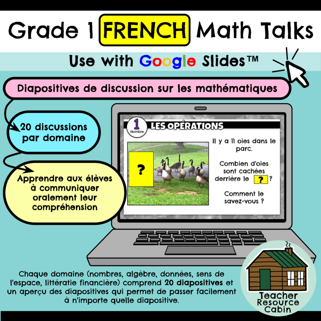 Grade 1 FRENCH MATH TALKS for Google Slides™ - Teacher Resource Cabin