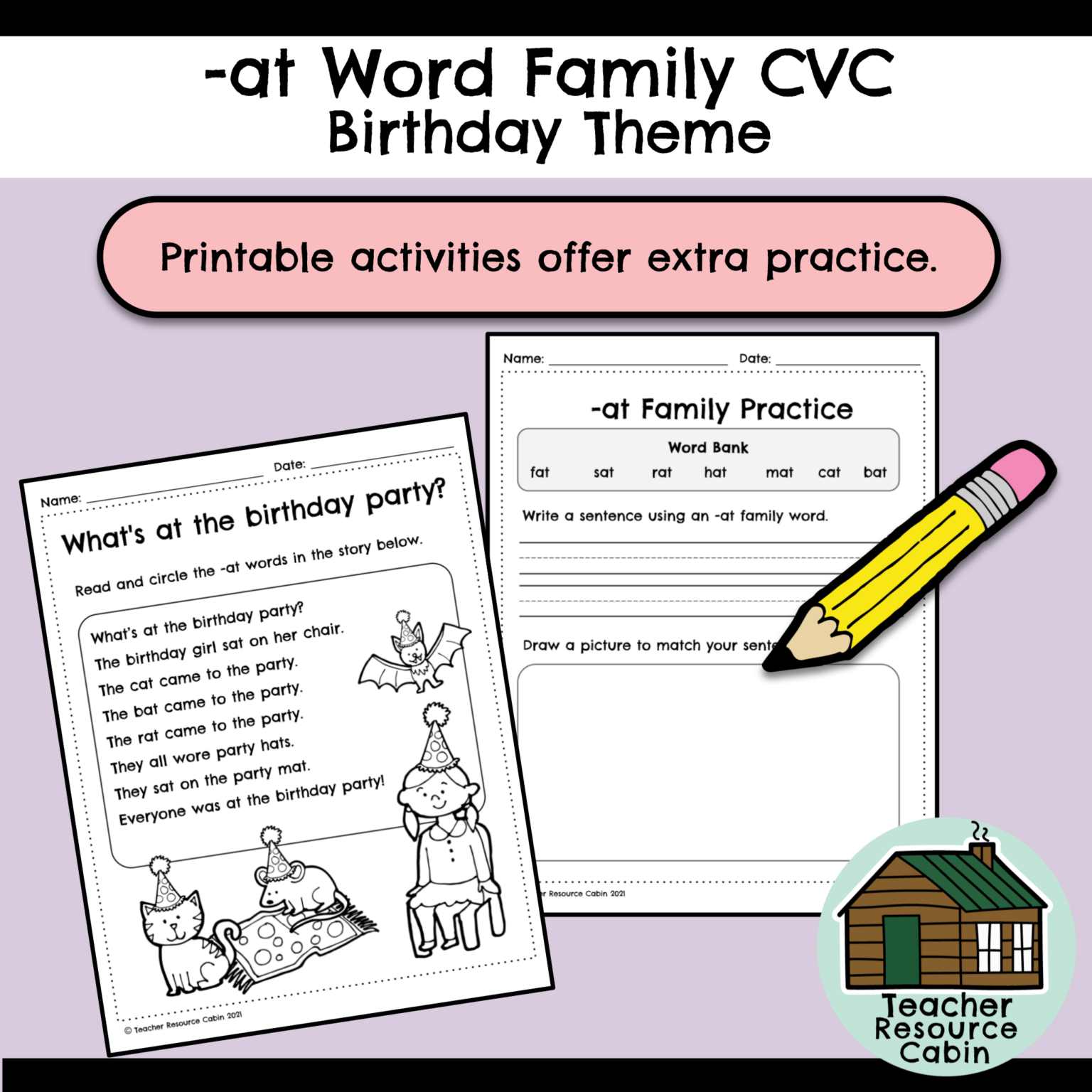 -at Word Family CVC | Fun Birthday Theme (Digital and Interactive ...
