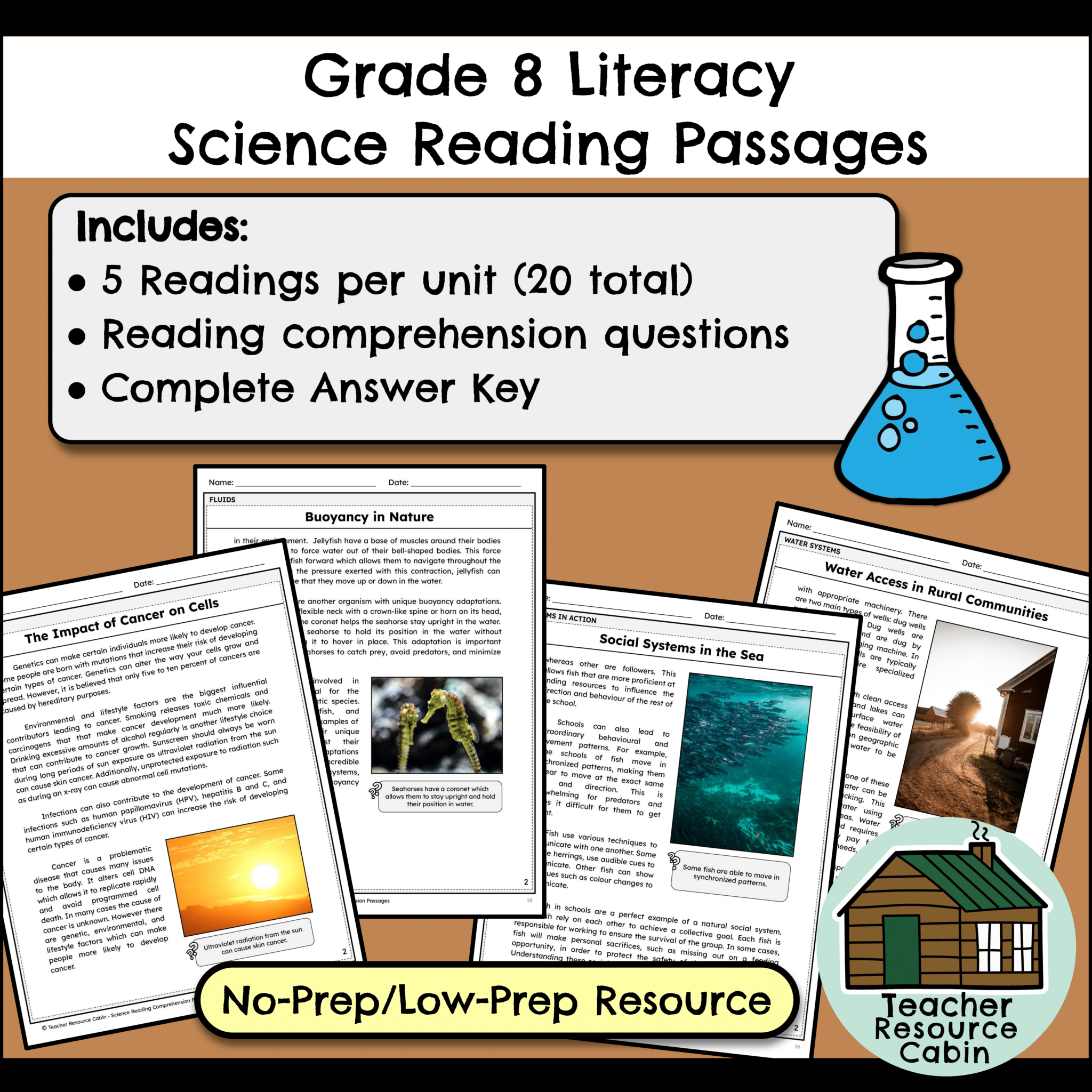 Grade 8 Science Reading Comprehension Passages and Questions - Teacher ...