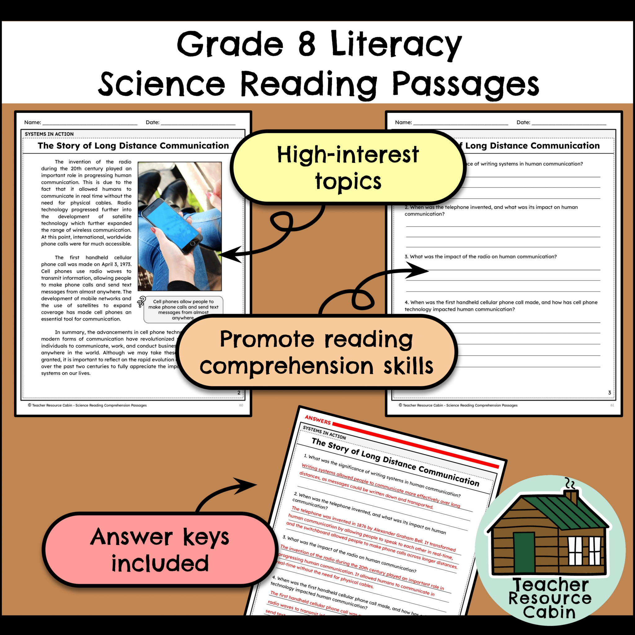 Grade 8 Science Reading Comprehension Passages and Questions - Teacher ...