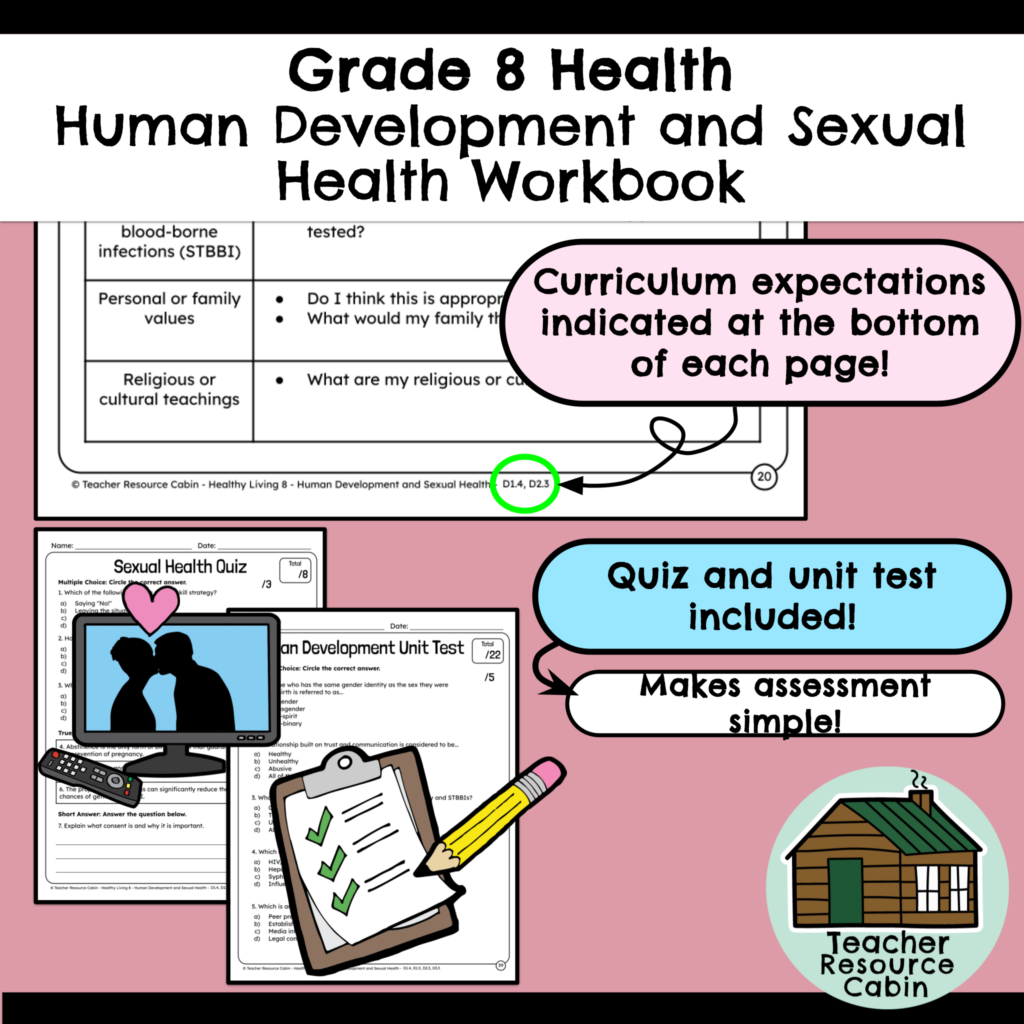 Human Development and Sexual Health Workbook (Grade 8 Ontario Health ...