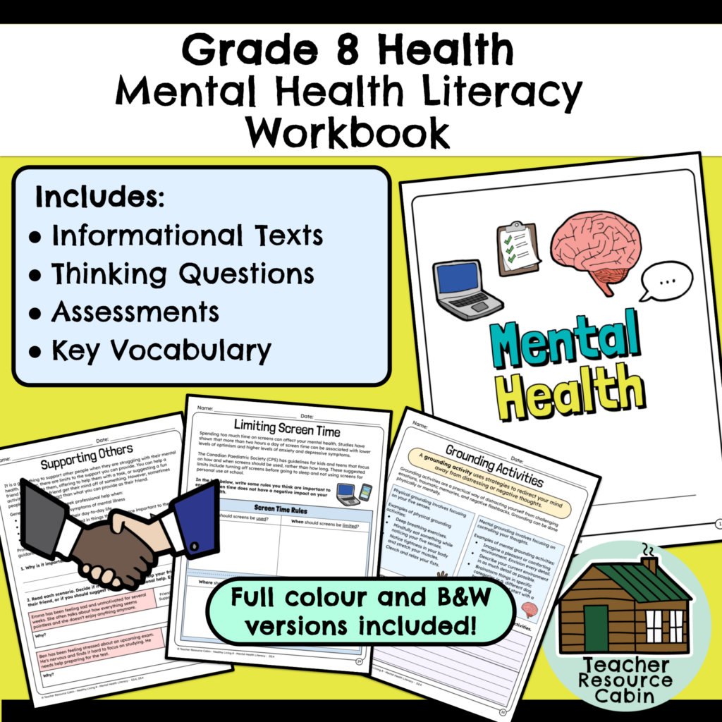 Mental Health Literacy Workbook (Grade 8 Ontario Health) - Teacher ...