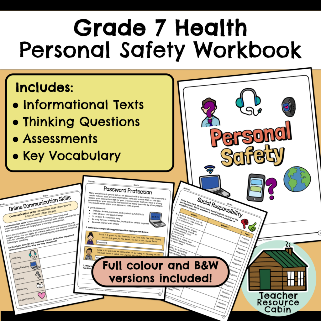 Personal Safety and Injury Prevention Workbook (Grade 7 Ontario Health ...