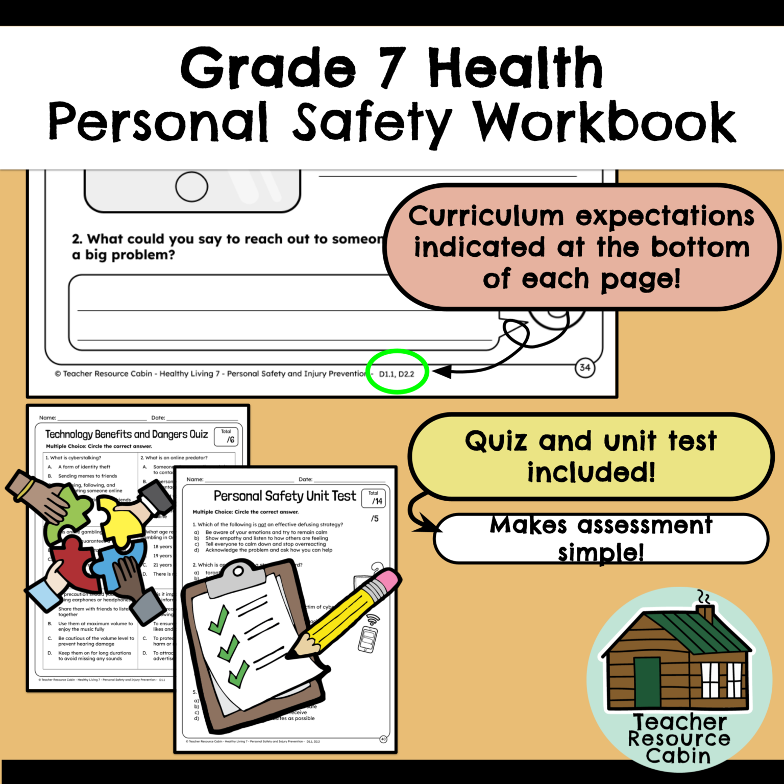 Personal Safety and Injury Prevention Workbook (Grade 7 Ontario Health ...