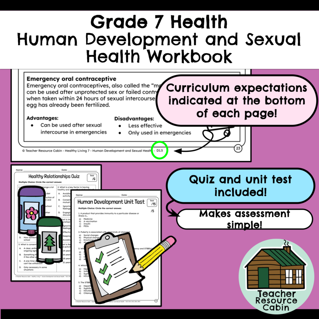 Human Development and Sexual Health Workbook (Grade 7 Ontario Health ...