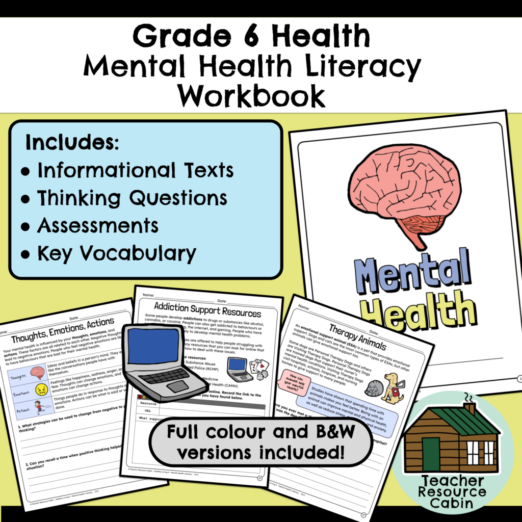 Mental Health Literacy Workbook (Grade 6 Ontario Health) - Teacher ...