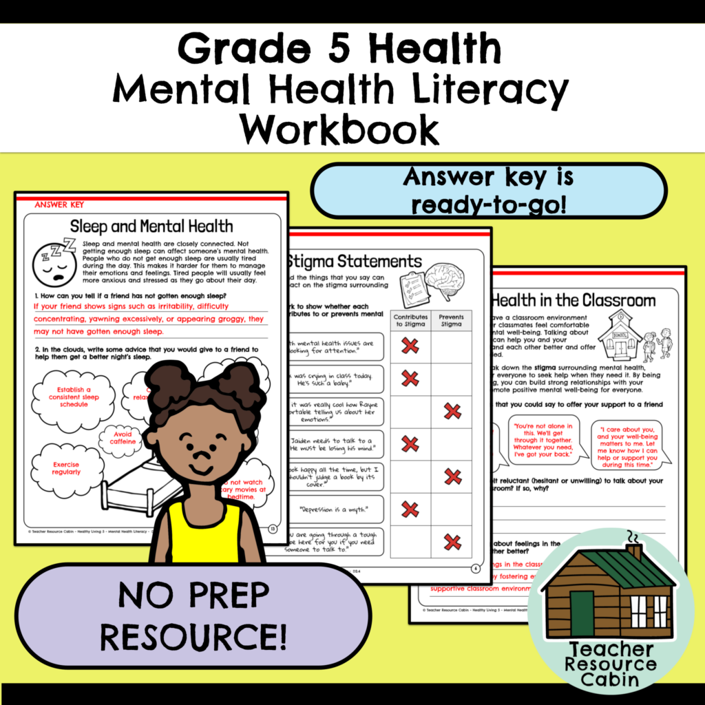 Mental Health Literacy Workbook (Grade 5 Ontario Health) - Teacher ...