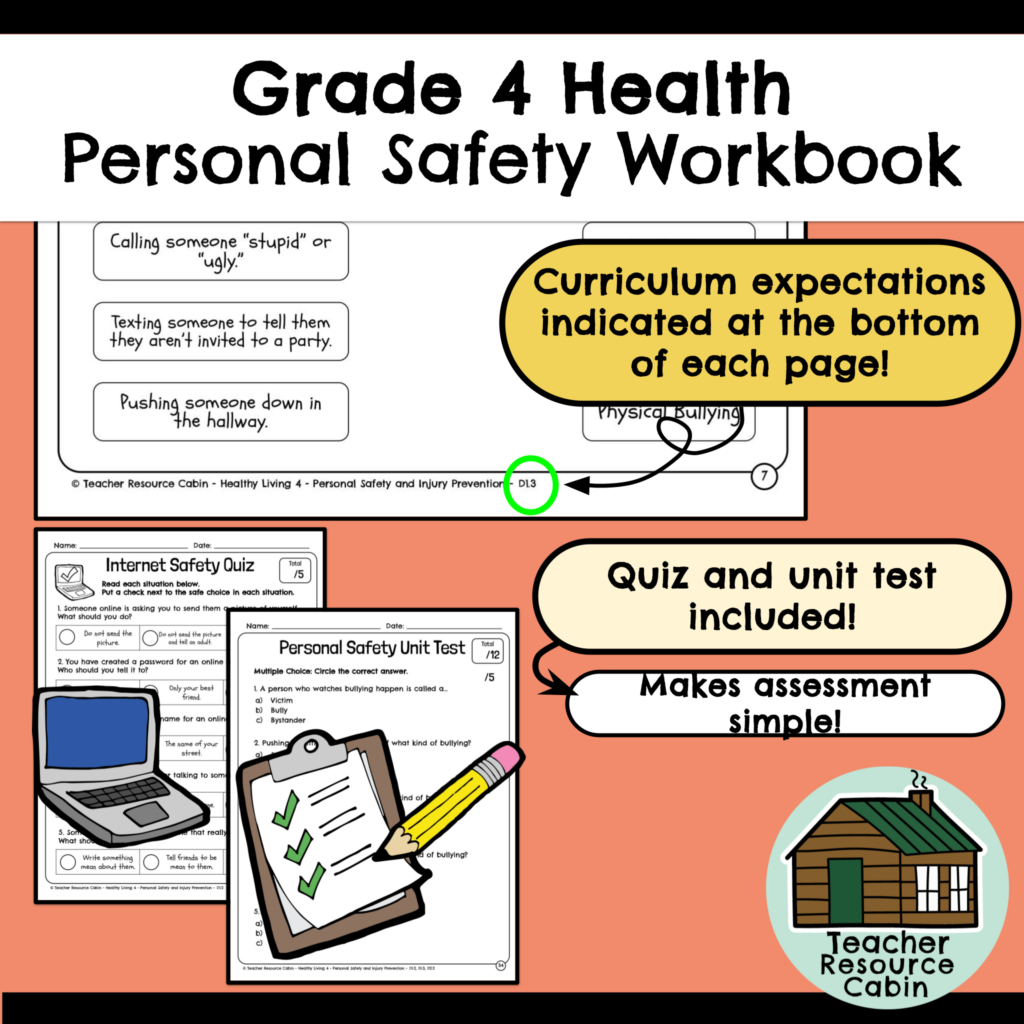 Personal Safety and Injury Prevention Workbook (Grade 4 Ontario Health ...