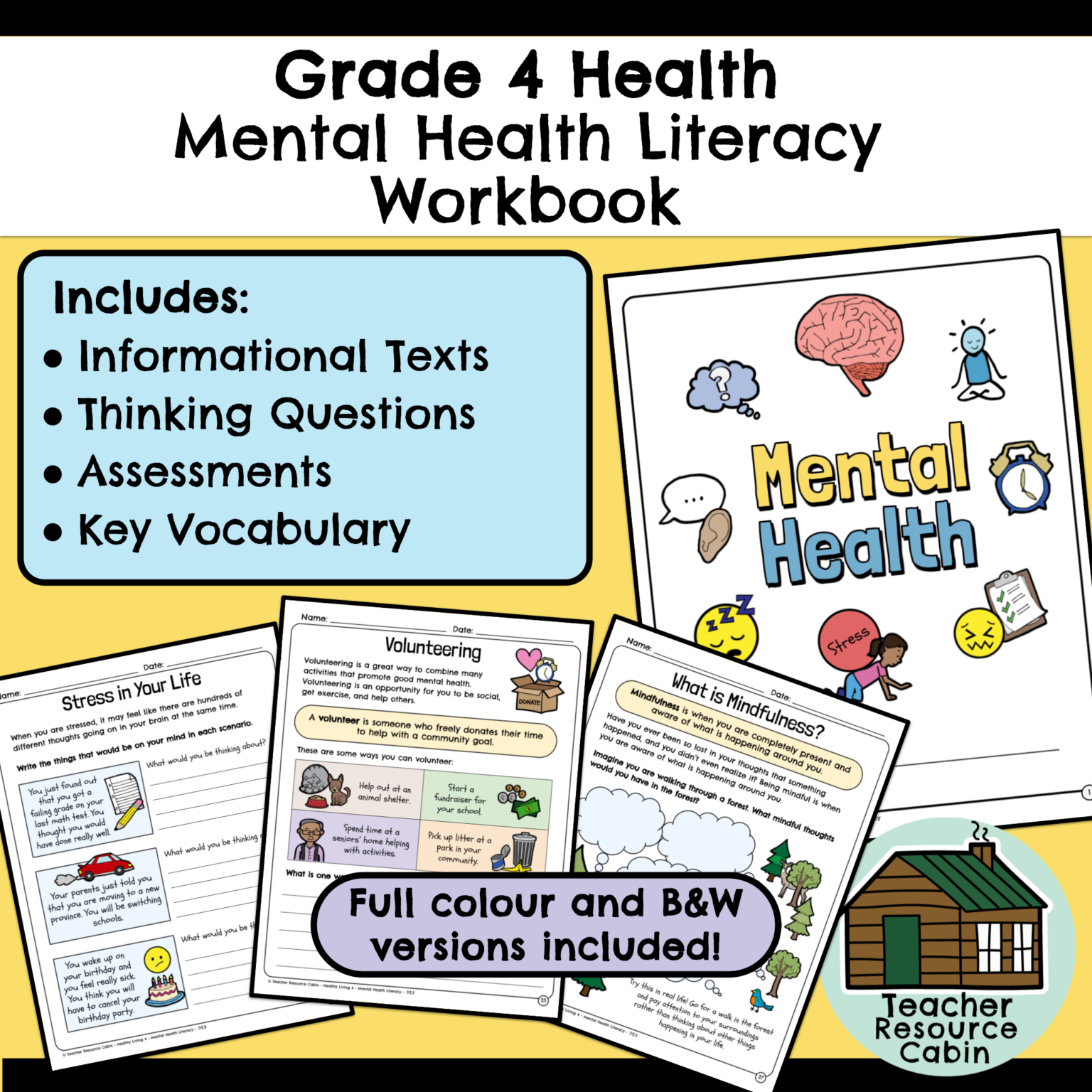 Mental Health Literacy Workbook (Grade 4 Ontario Health) - Teacher ...
