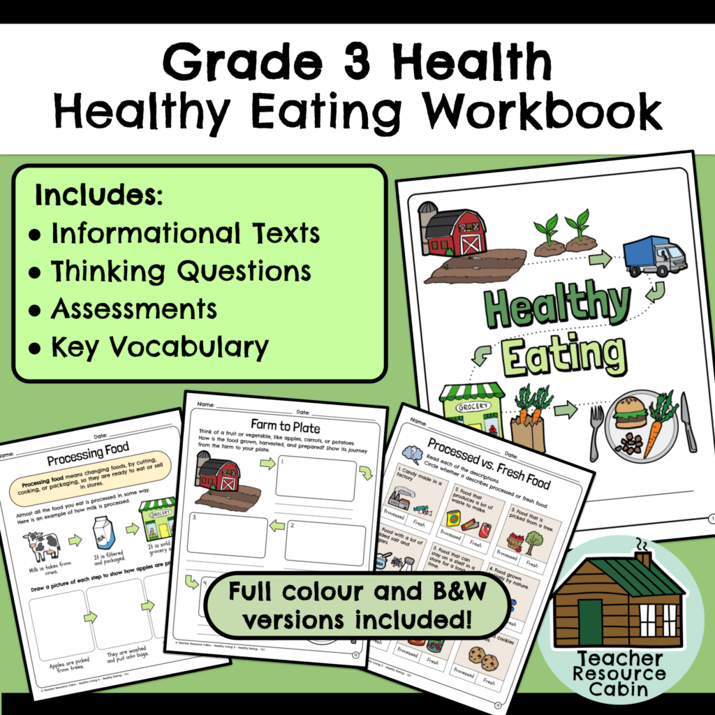 Healthy Eating Workbook (Grade 3 Ontario Health) - Teacher Resource Cabin