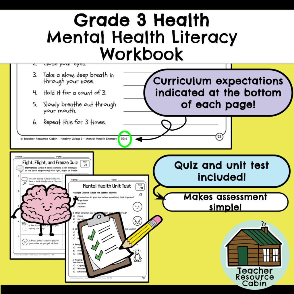 Mental Health Literacy Workbook (Grade 3 Ontario Health) - Teacher ...
