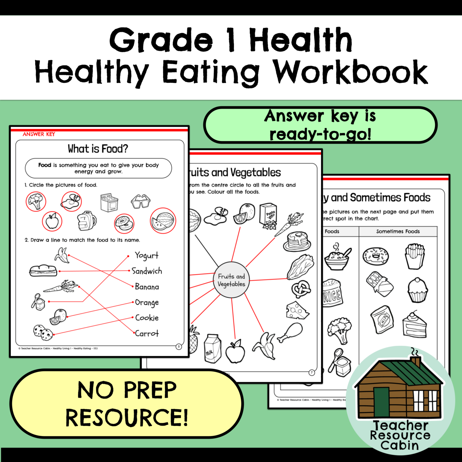 Healthy Eating Workbook (Grade 1 Ontario Health) - Teacher Resource Cabin