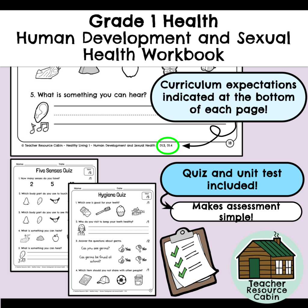 Human Development and Sexual Health Workbook (Grade 1 Ontario Health ...