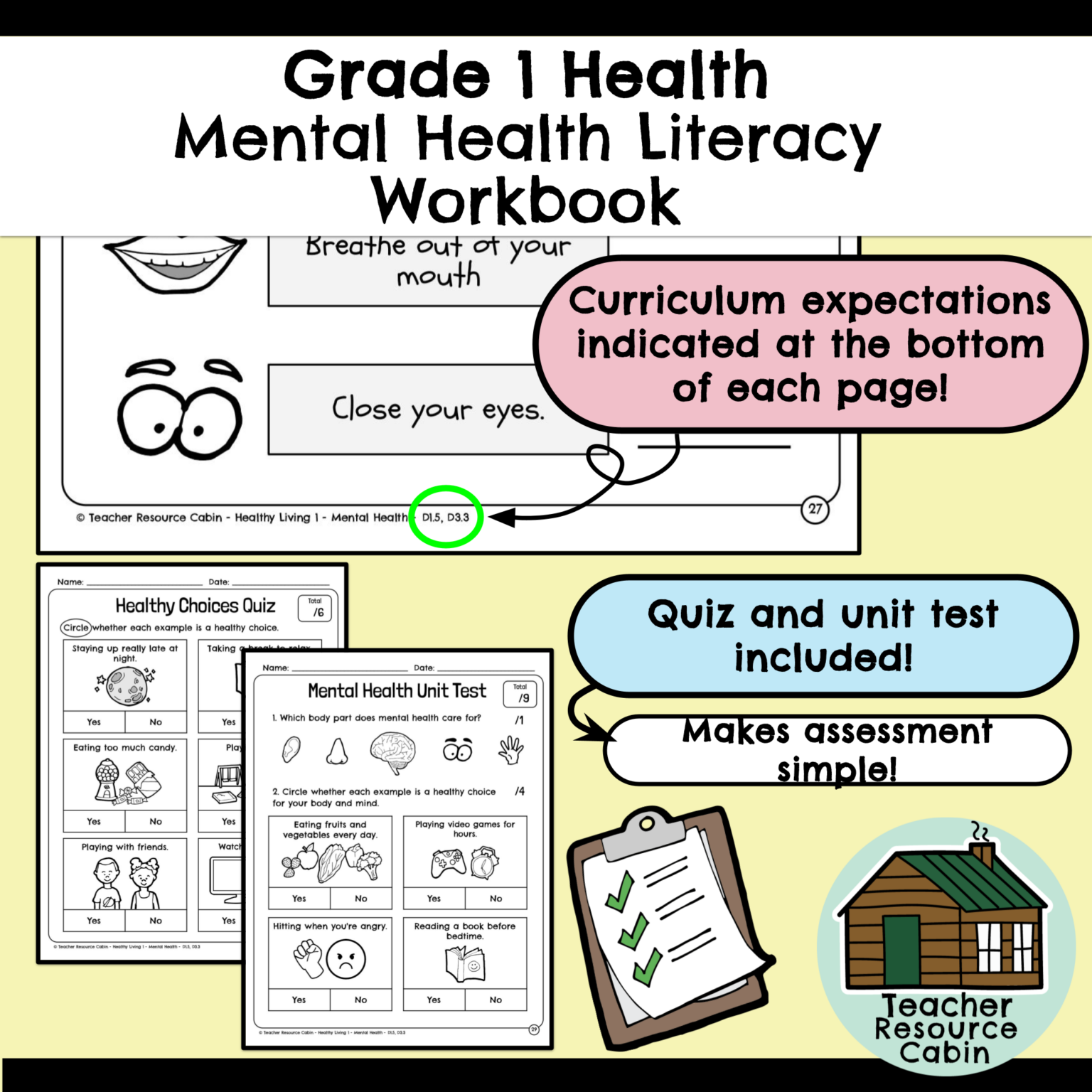 Mental Health Literacy Workbook (Grade 1 Ontario Health) - Teacher ...