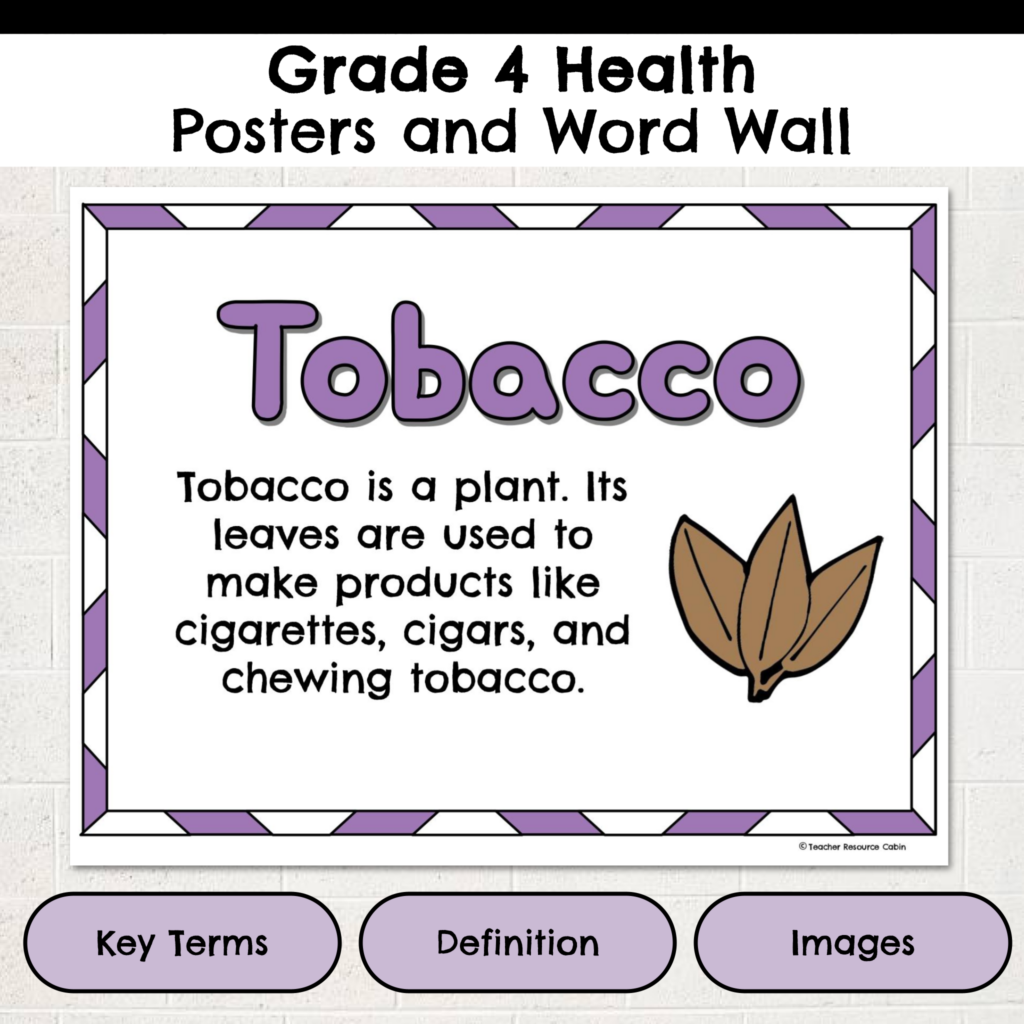 Grade 4 Ontario Health Word Wall and Posters - Teacher Resource Cabin