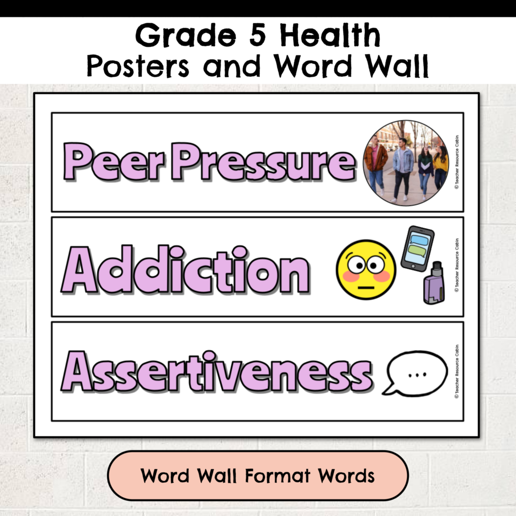 Grade 5 Ontario Health Word Wall and Posters - Teacher Resource Cabin
