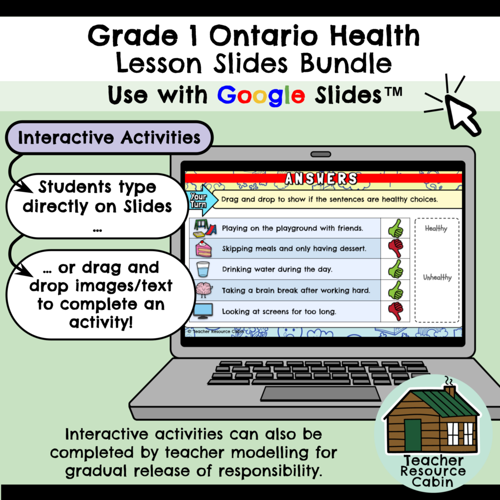 Grade 1 Ontario HEALTH Lesson Slides for Google Slides™ - Teacher ...