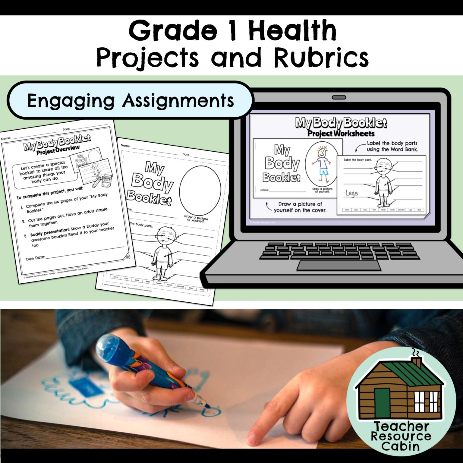 Grade 1 Health Projects and Rubrics - Includes Google Slides™ (Grade 1 ...