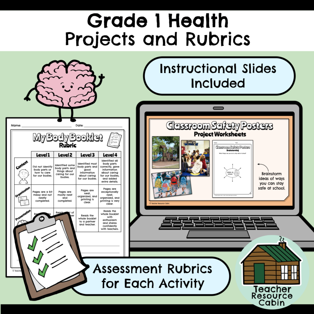 Grade 1 Health Projects and Rubrics - Includes Google Slides™ (Grade 1 ...