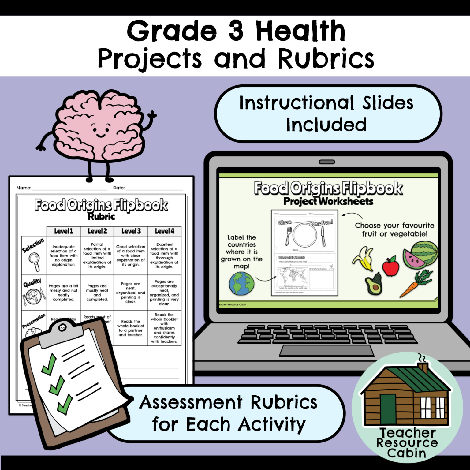 Grade 3 Health Projects and Rubrics - Includes Google Slides™ - Teacher ...