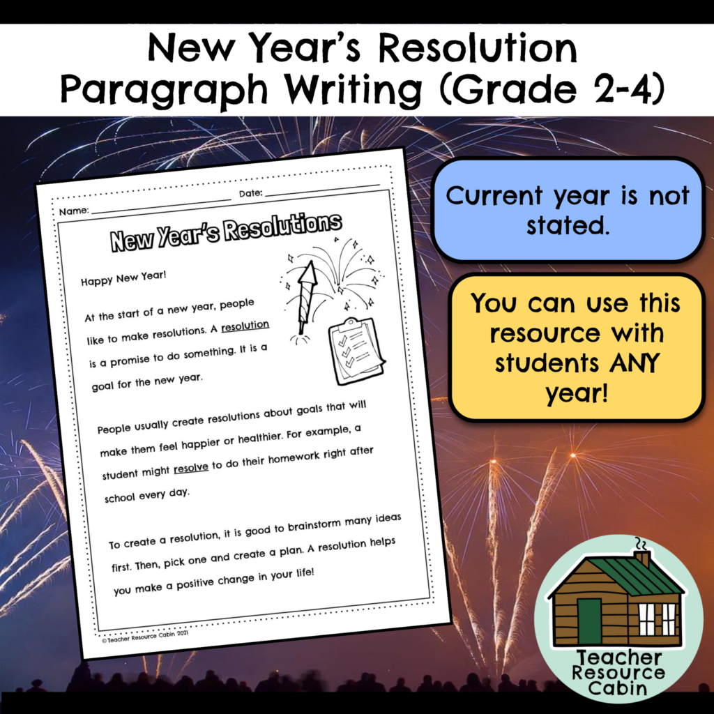 New Year's Resolutions Paragraph Writing (Grade 2-4 Language) - Teacher ...