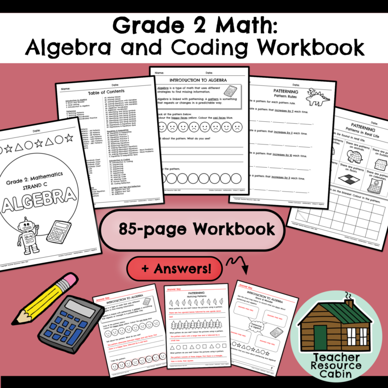 Grade 2 Algebra and Coding Workbook (Ontario Math) - Teacher Resource Cabin