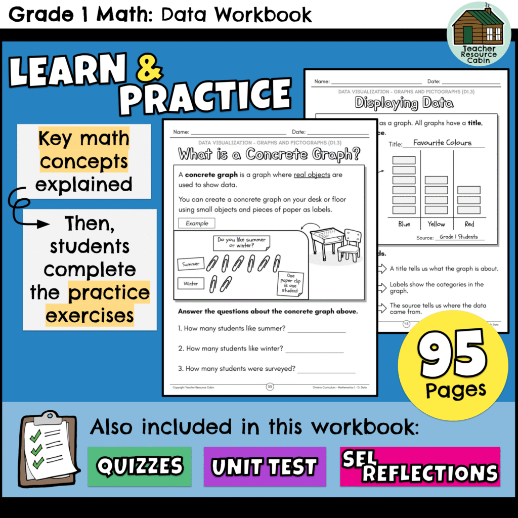 Grade 1 Data Workbook (Ontario Math) - Teacher Resource Cabin