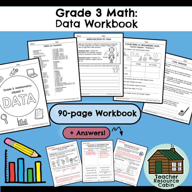 Grade 3 Data Workbook (Ontario Math) - Teacher Resource Cabin