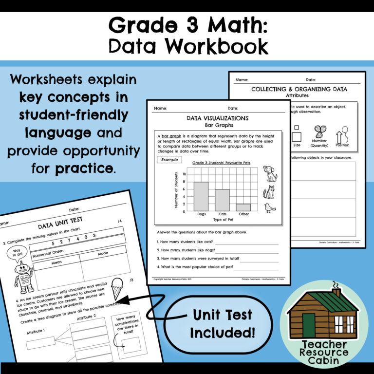 Grade 3 Data Workbook (Ontario Math) - Teacher Resource Cabin